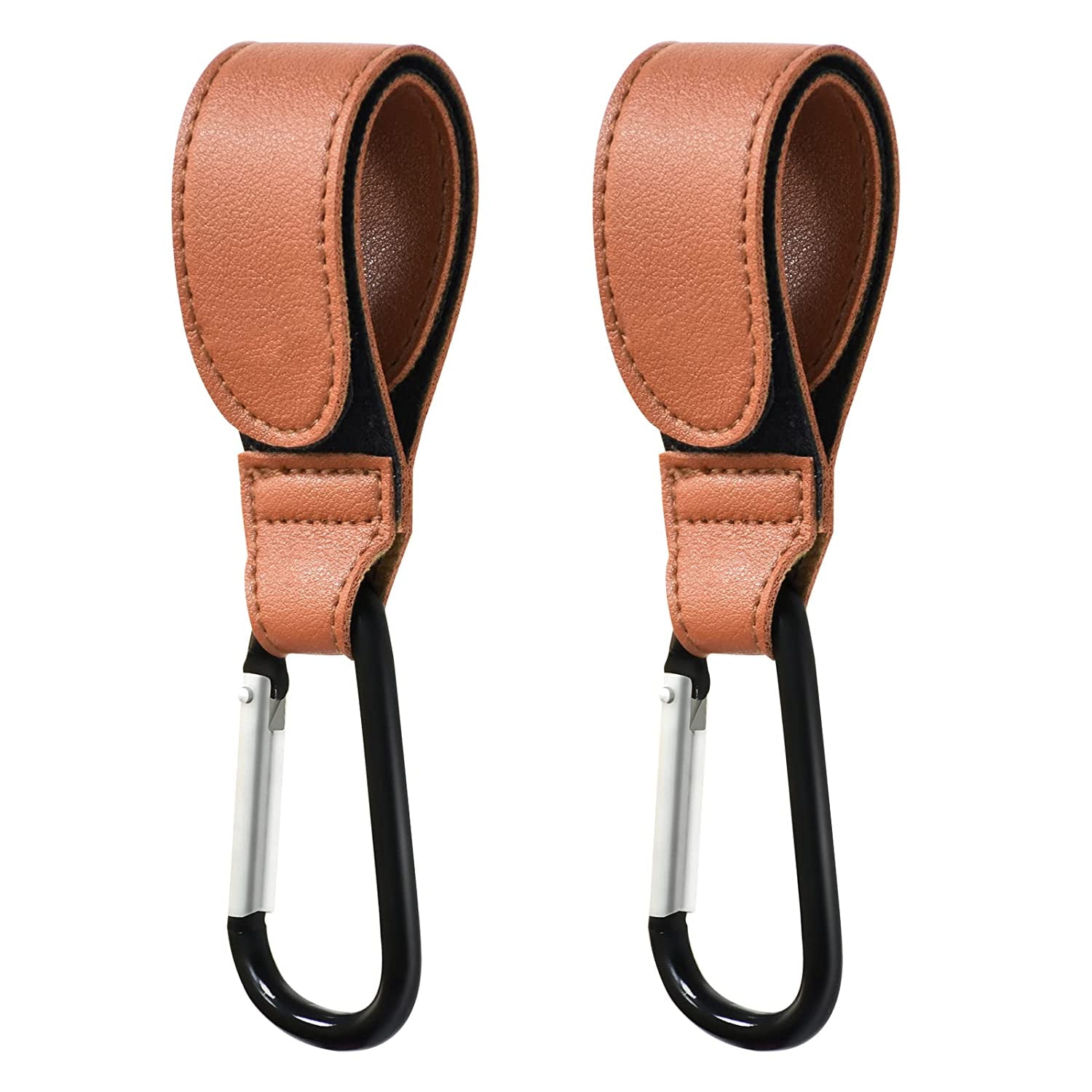 Babyfond Brown Leather Style Stroller Hooks for Bags, Universal ...