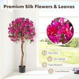 Gymax 2PCS 53'' Artificial Azalea Tree Floral Plant w/ Red Azalea ...
