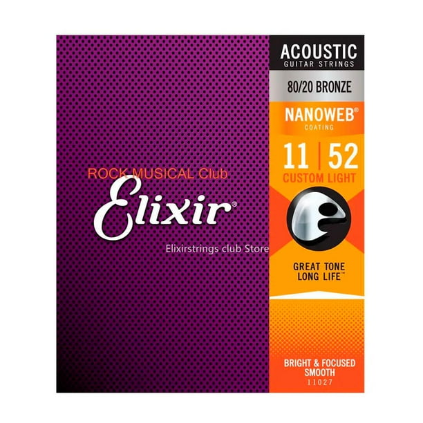Paquete de 3 Sets de Cuerdas para Guitarra Acústica ELIXIR Nanoweb ...