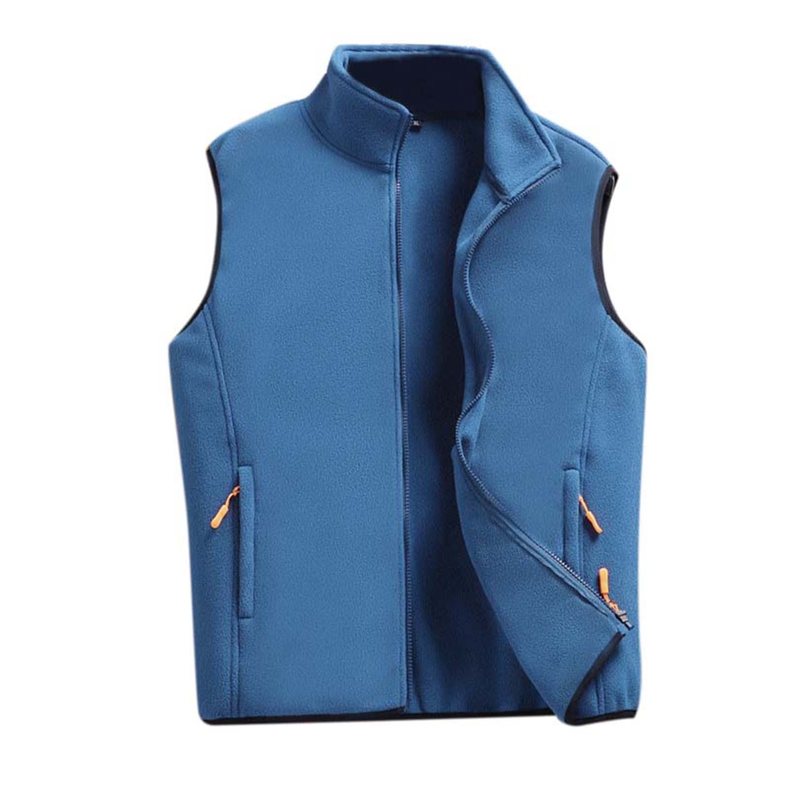 SEMIMAY Male Casual Solid Plush Vest Coat Stand Collar Coat Sleeveless ...