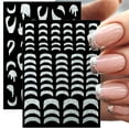 Sparkly Glitter French Nail Stickers,3D Glitter Silver Nail Decals ...