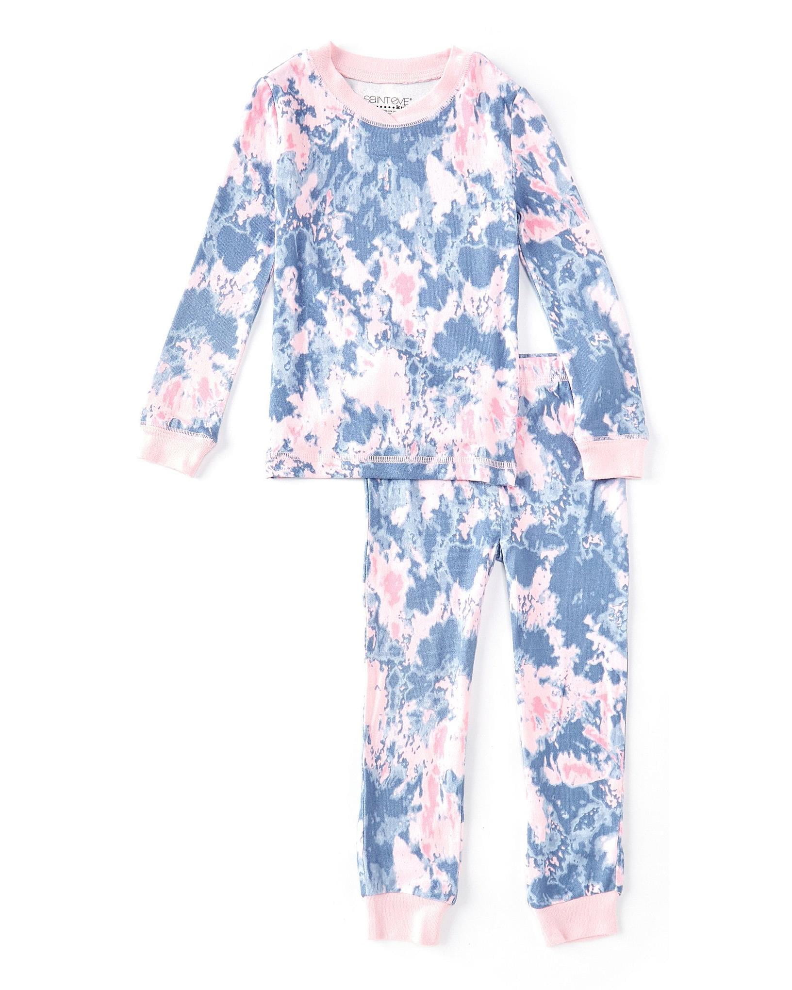Saint Eve Girls Lounge Pajamas Set, 2-Piece Soft Hacci Tie Dye Long ...