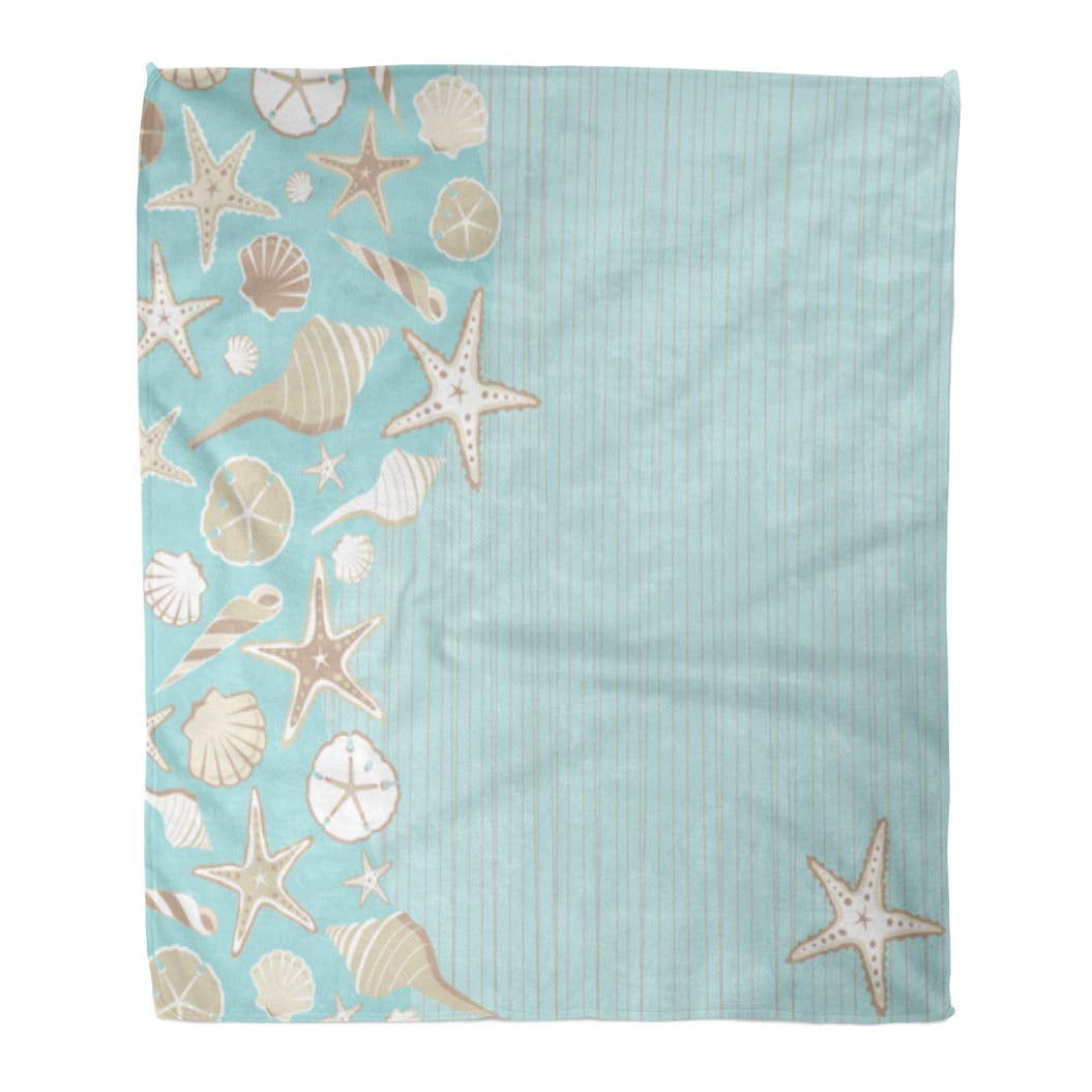 SIDONKU Throw Blanket 58x80 Inches Seashell Beach Party with Variety of ...