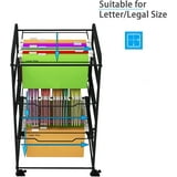 Natwind 3-Tier Metal Rolling File Cart with Pull-Out Drawer, Black ...