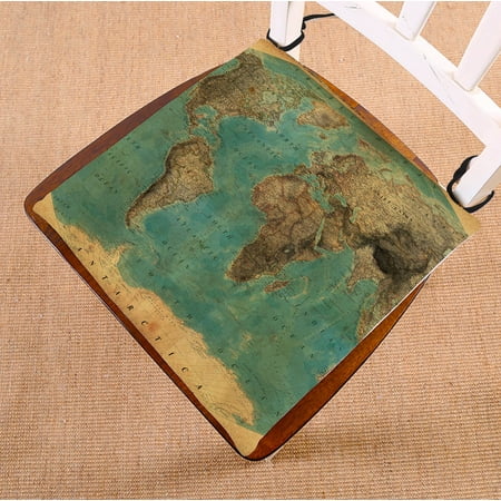 GCKG Vintage Style World Map Pattern Chair Pad Seat Cushion Chair ...