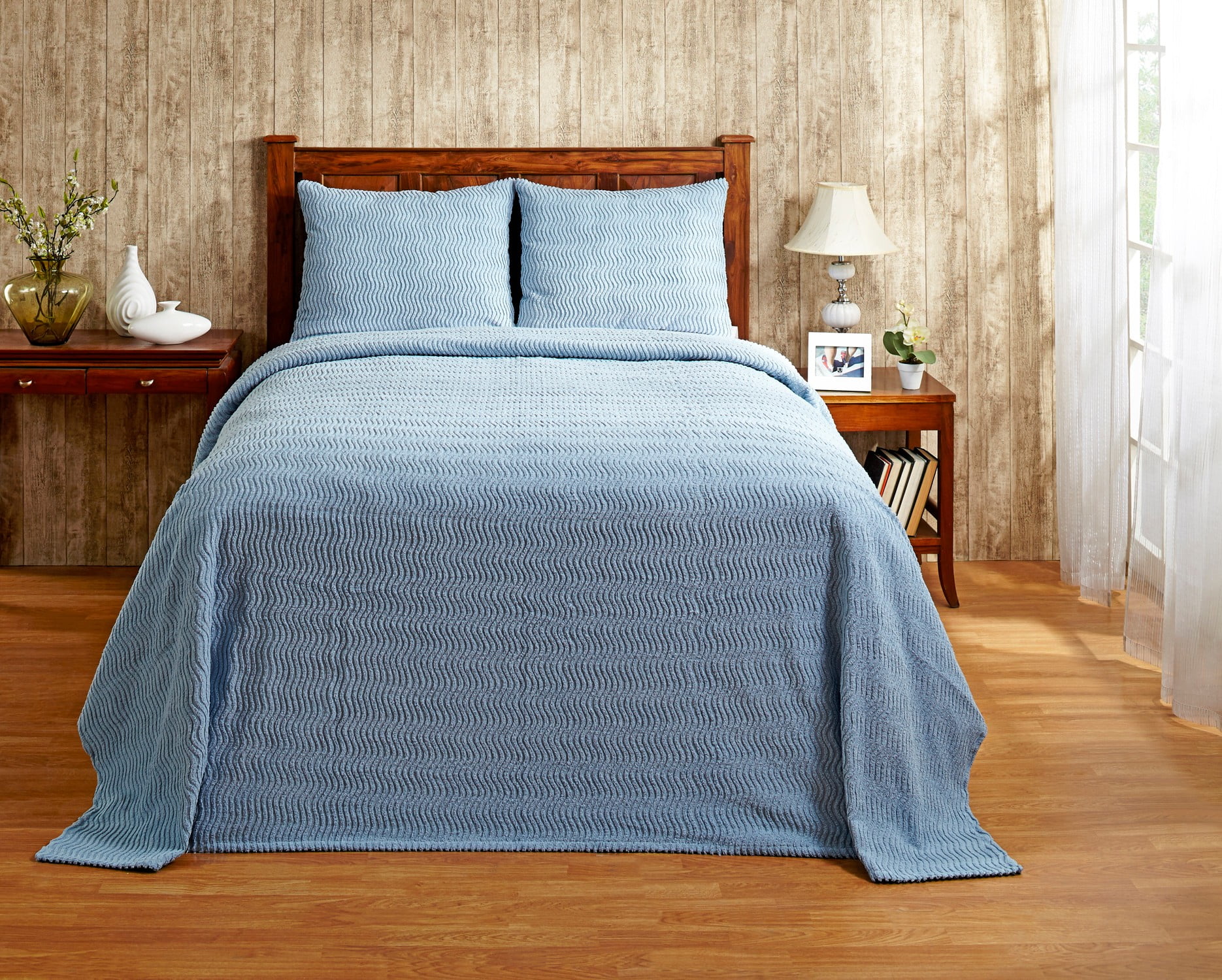 Better Trends Blue Natick Wave 100% Cotton Bedspread, Twin - Walmart.com