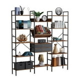 Extra Wide and Tall 5 Tier Bookshelf with 14 Open Display Shelves ...