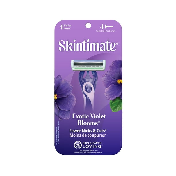 Skintimate Exotic Violet Blooms 4-Blade Women's Disposable Razor, 4 Ct ...