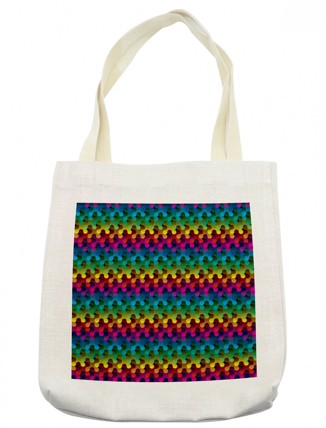 Geometric Tote Bag, Trippy Digital Gradient Puzzle Style Futuristic ...