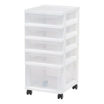 IRIS USA 5 Drawer Rolling Storage Cart with Organizer Top, White ...