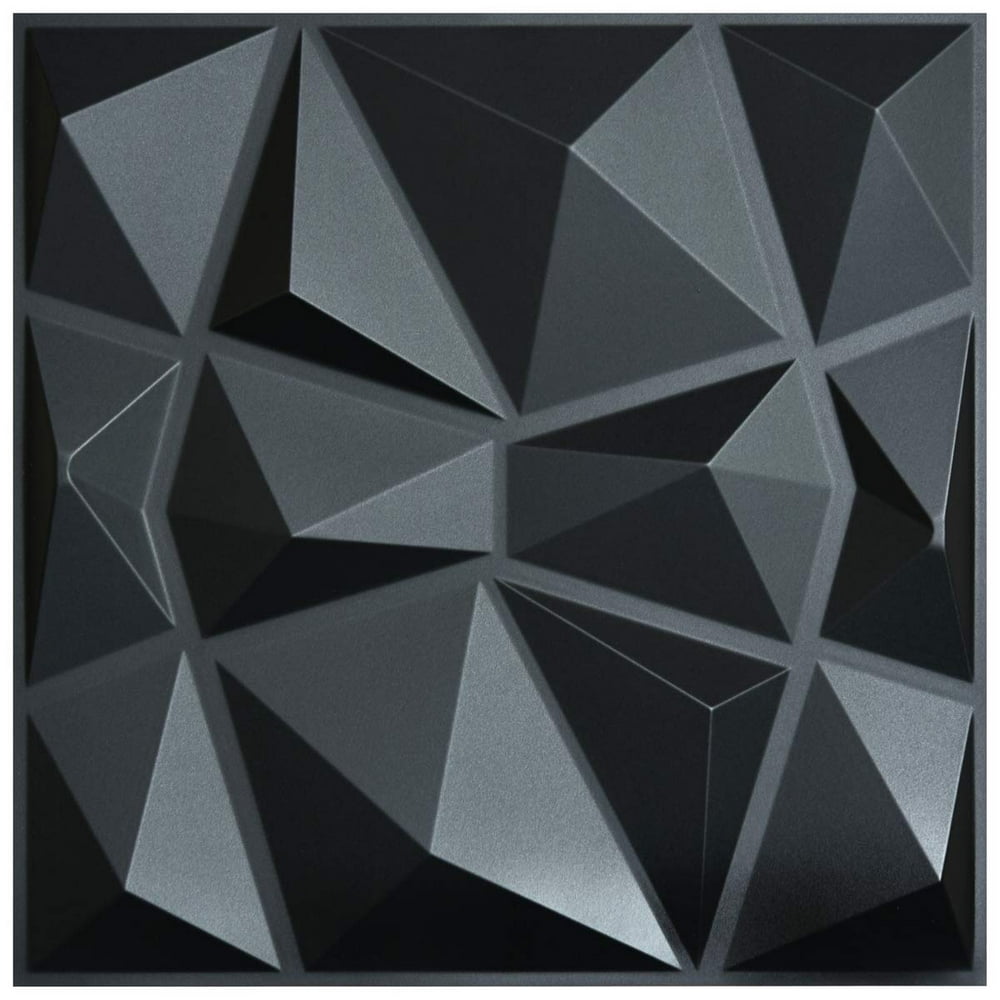 Art3d Black Diamond Design 19.7 in. x 19.7 in. PVC 3D Wall Panel (12 ...