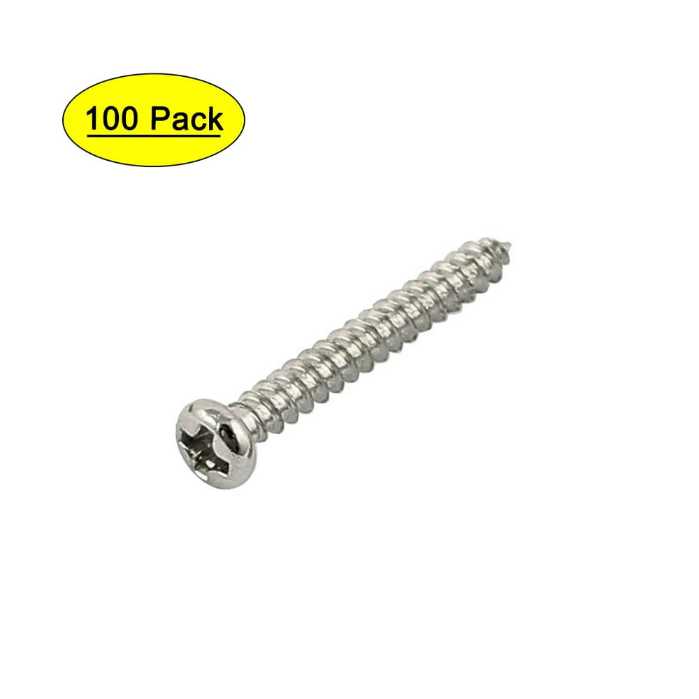 Uxcell M2 x 15mm Stainless Steel Round Head Self Tapping Screws Bolts ...