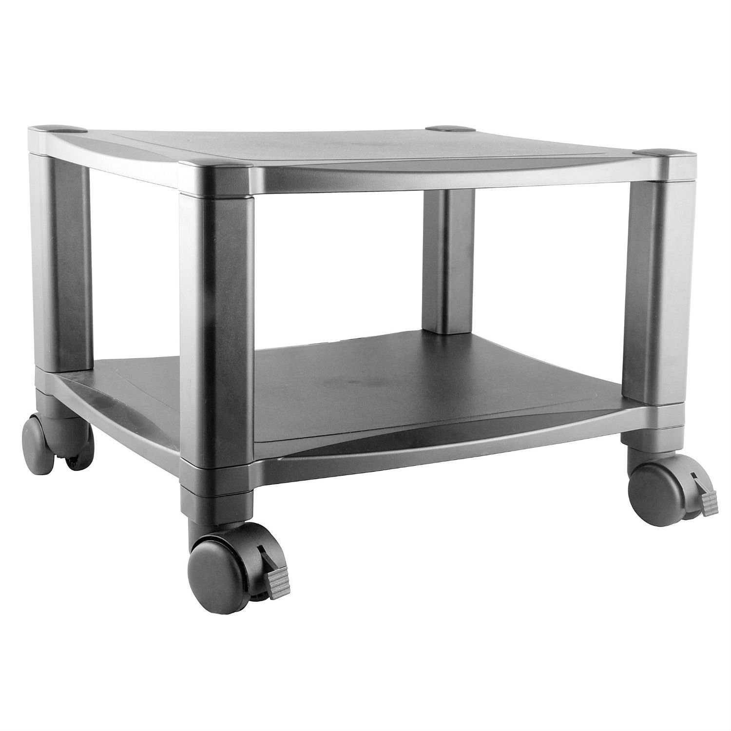 Sturdy 2-Shelf Mobile Printer Stand Cart in Black with Locking Casters ...