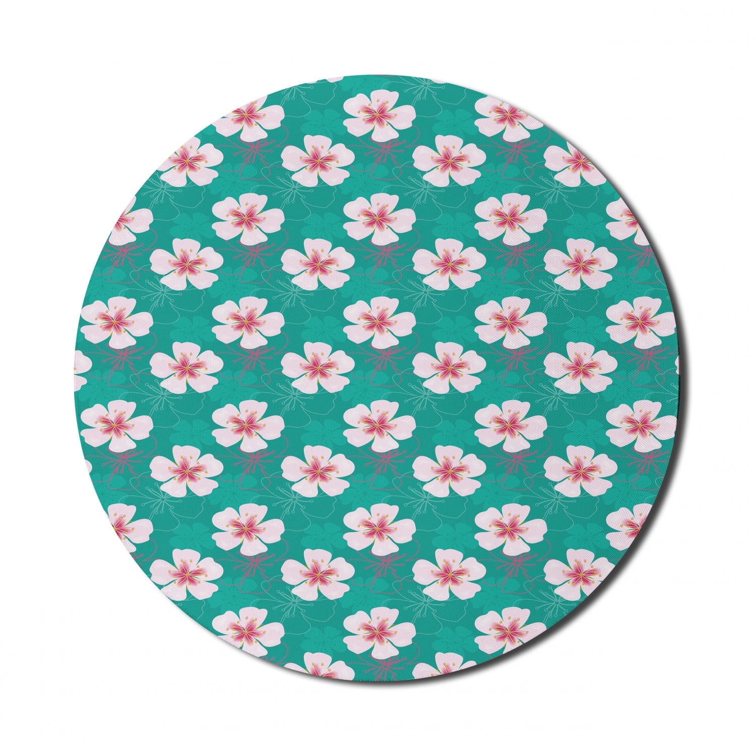 Floral Mouse Pad for Computers, Simplistic Garden Flower Motifs Pale ...