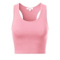 MixMatchy Women's Cotton Basic Sleeveless Racerback Sports Crop Tank ...