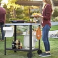 Outdoor Grill Cart with Wheels, Rolling Dining Table for Griddle Stand ...