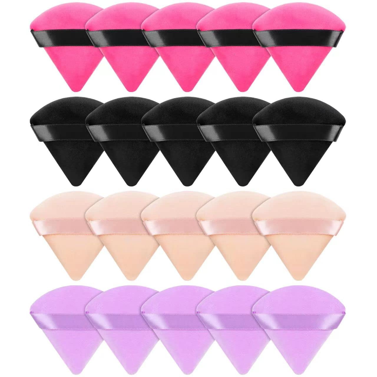 20 Pieces Velour Pure Cotton Powder Puff Face Makeup Triangle Powder ...