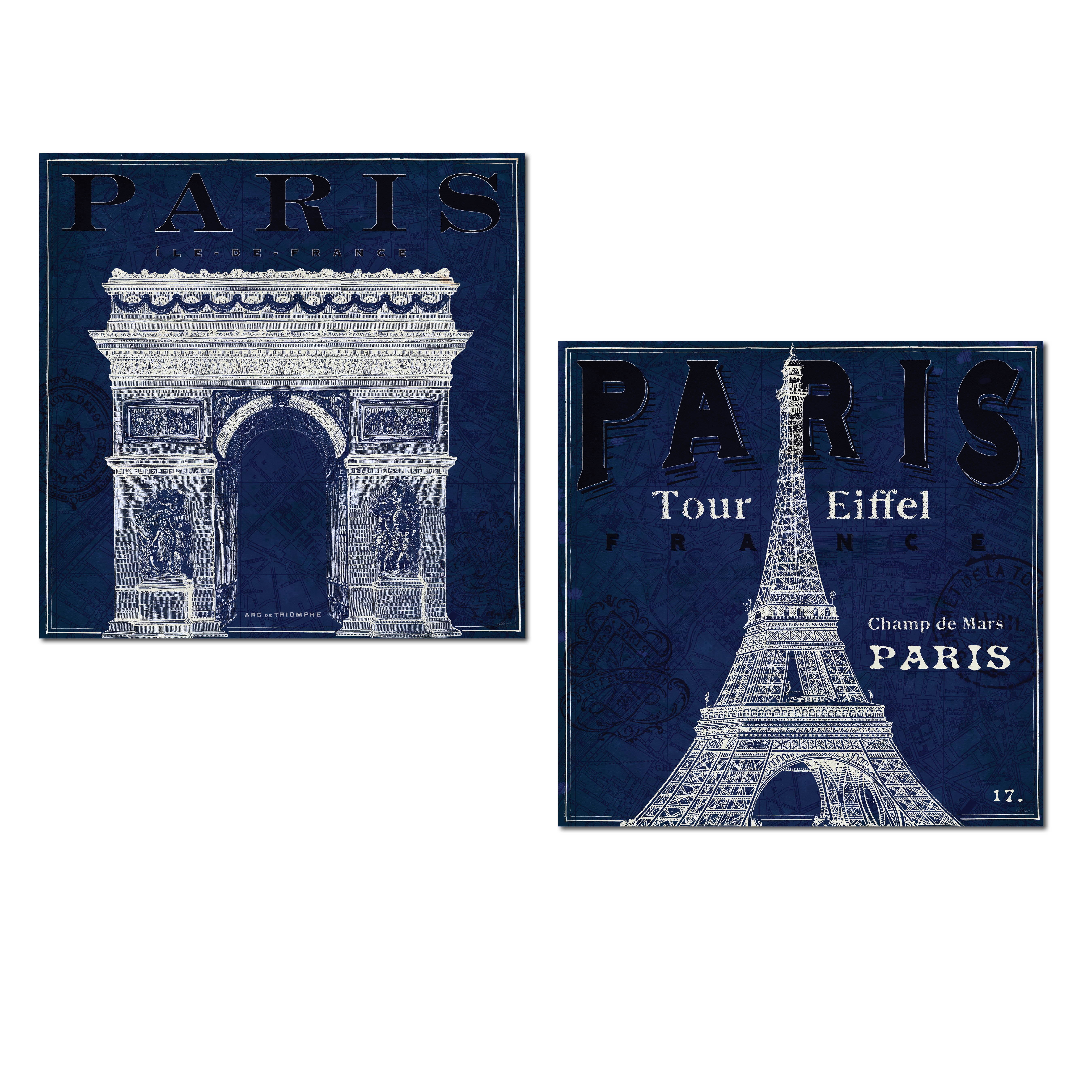 Beautiful Blueprint Paris's Eiffel Tower Arc De Triomphe Landmark Set ...