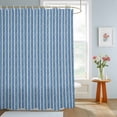Bathroom Shower Curtain Navy Blue Stripe Leaves Waterproof Shower ...