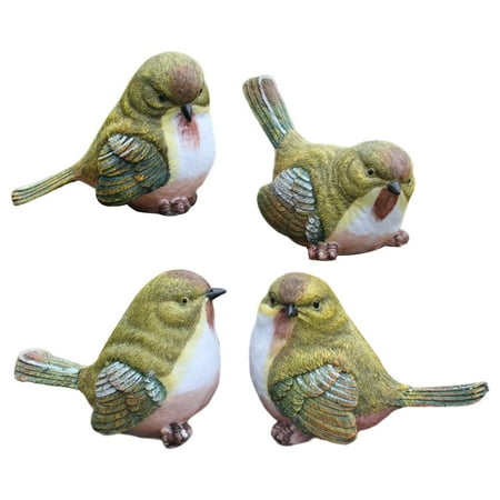4x Fake Bird Statues Home Ornaments Yard Outdoor Assorted Resin ...