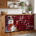 Cabinet Curtains 28"W x 51"L, Red Plaid Snowman Christmas Sink Skirt ...
