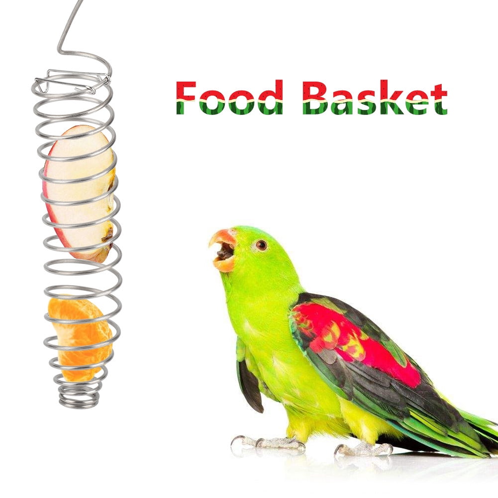 Yosoo Stainless Steel Parrot Birds Food Basket Toys Wheat Ear Fruit ...