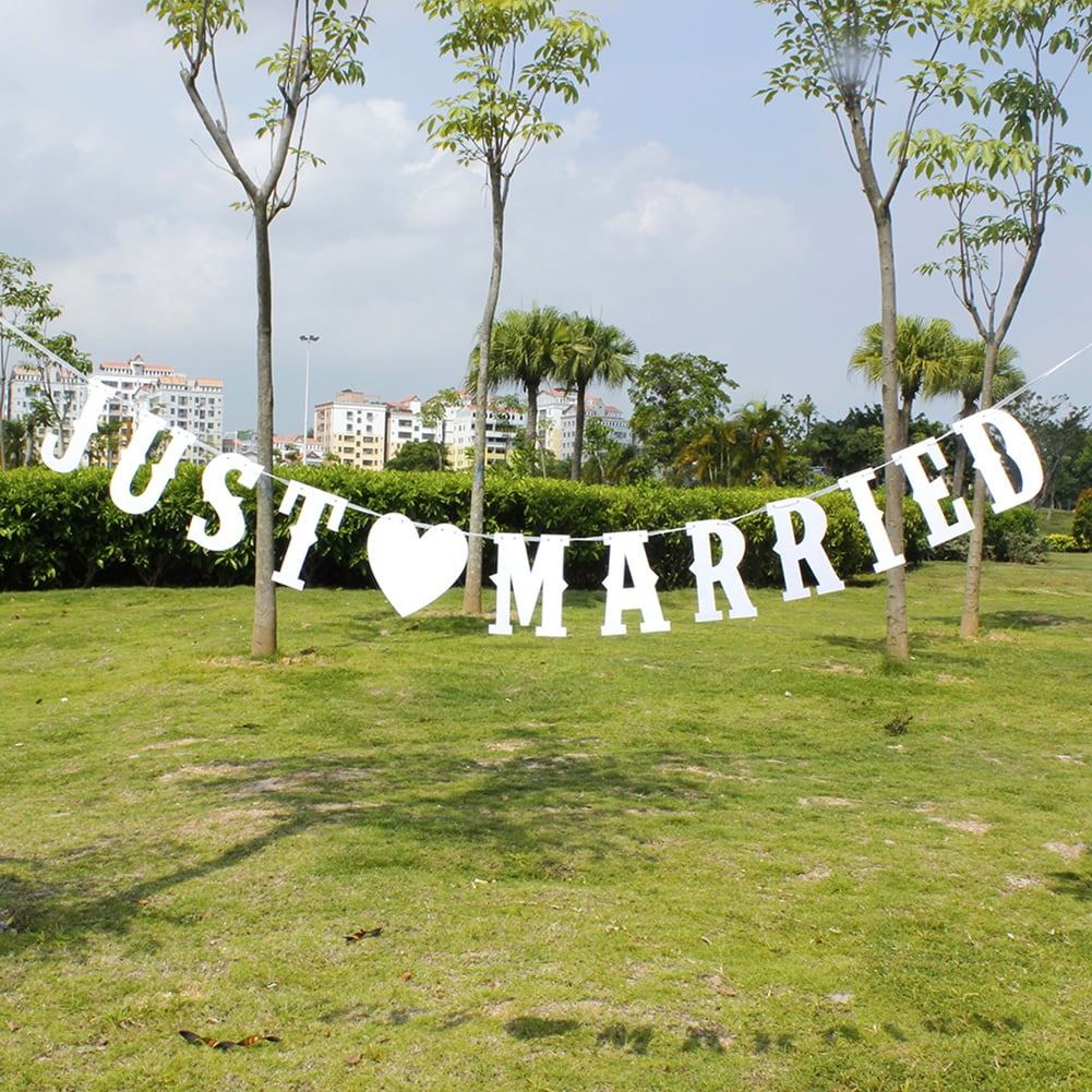 Just Married Wedding Hanging Paper Flags Garland Banners Bunting ...