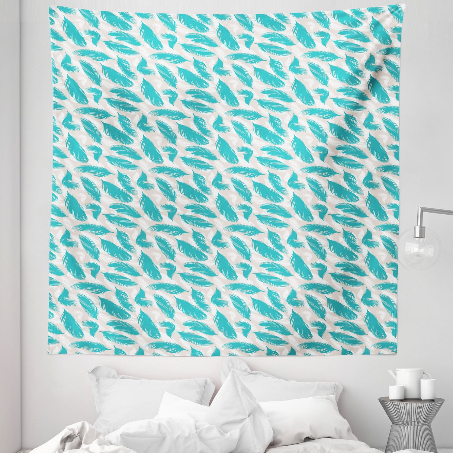 Turquoise Tapestry, Quills Design Bird Feathers Abstract Animal ...
