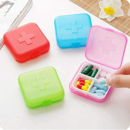 4 Pack Small Pill Organizer Travel Pill Case Box, Individual ...