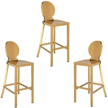 Home Square 3 Piece Polycarbonate Counter Stool Set in Gold Metal ...
