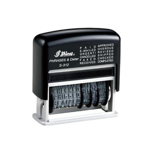 shiny self inking rubber date stamp - s-312 - red ink phrase dater ...
