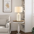 Kyrid 25.25'' Cream Ceramic Table Lamp for Living Room with Beige Linen ...