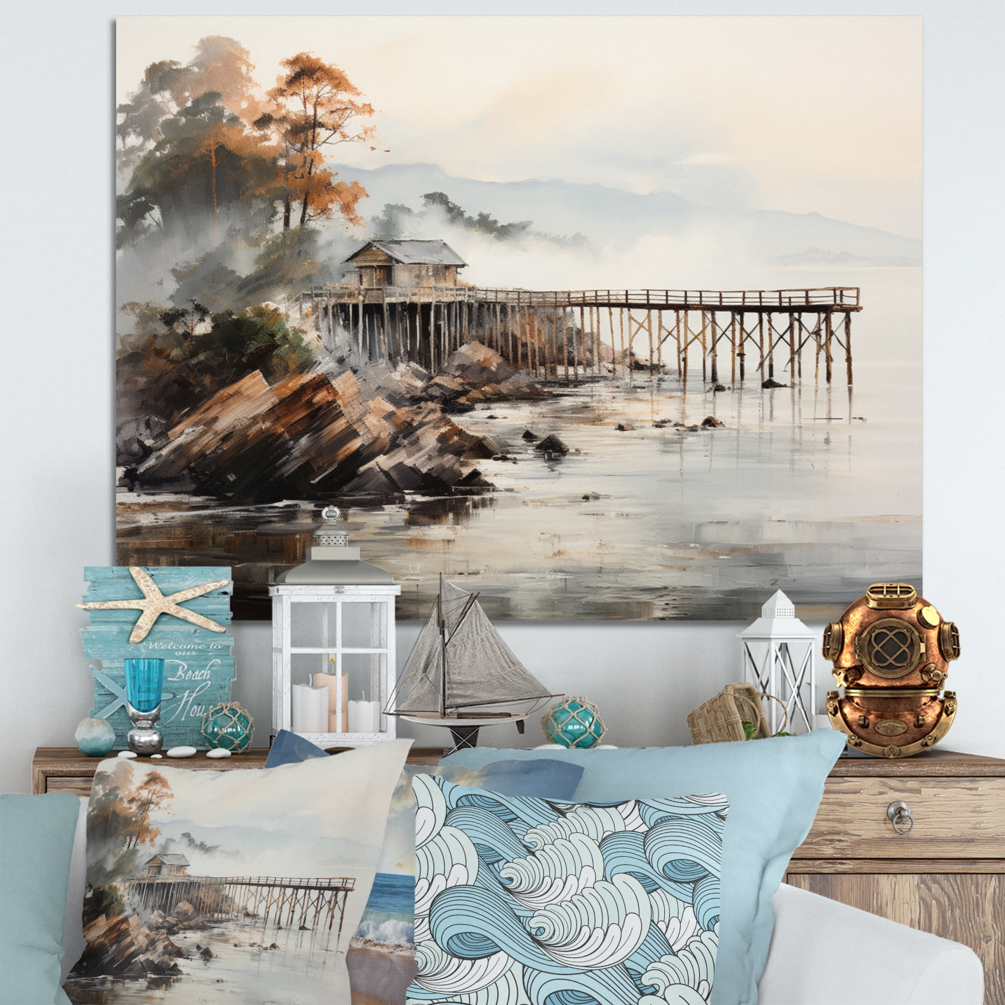 Click here for Designart Grey Nautical & Coastal Canvas Wall Art... prices