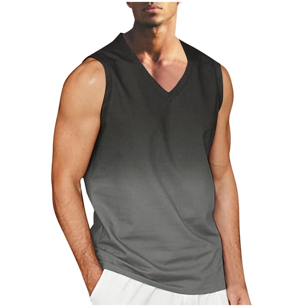 Hombres Casual Moda Sólido Cuello en V Deportes sin Mangas | Bodega ...