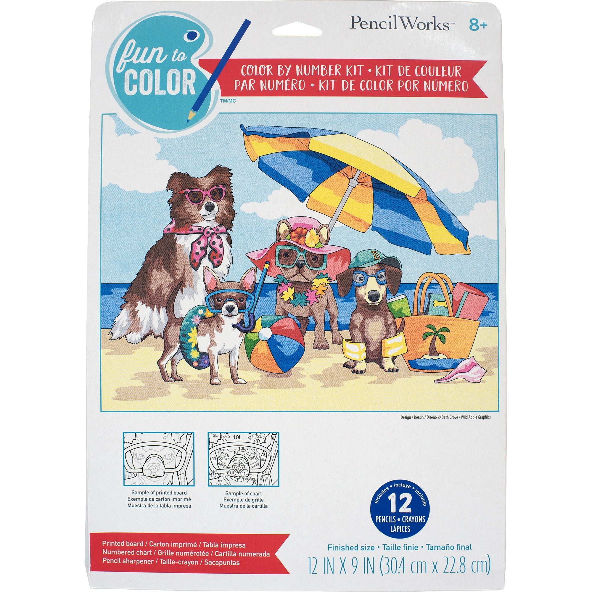 Pencil Works Color By Number Kit 12"x9"-summer Paws - Walmart.com