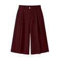 Cagogo Women Plus Size Wide Leg Capri Pants High Waisted Casual Loose ...