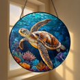 Coastal Sea Turtle Stained Glass Suncatcher Window Art, Nautical Nature ...
