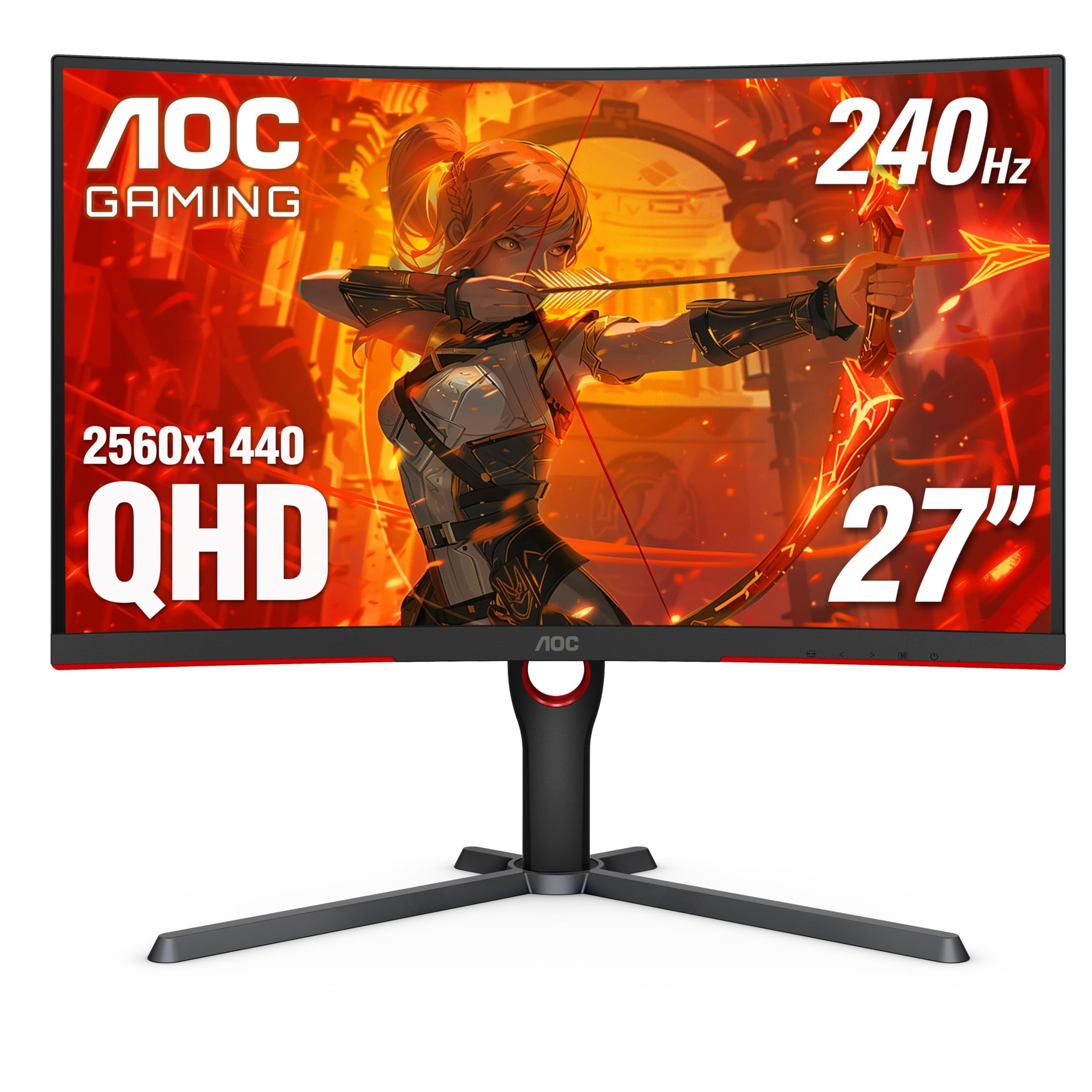 AOC CQ27G3Z 27" Curved Gaming Monitor, QHD 2K 2560x1440, 1000R VA ...