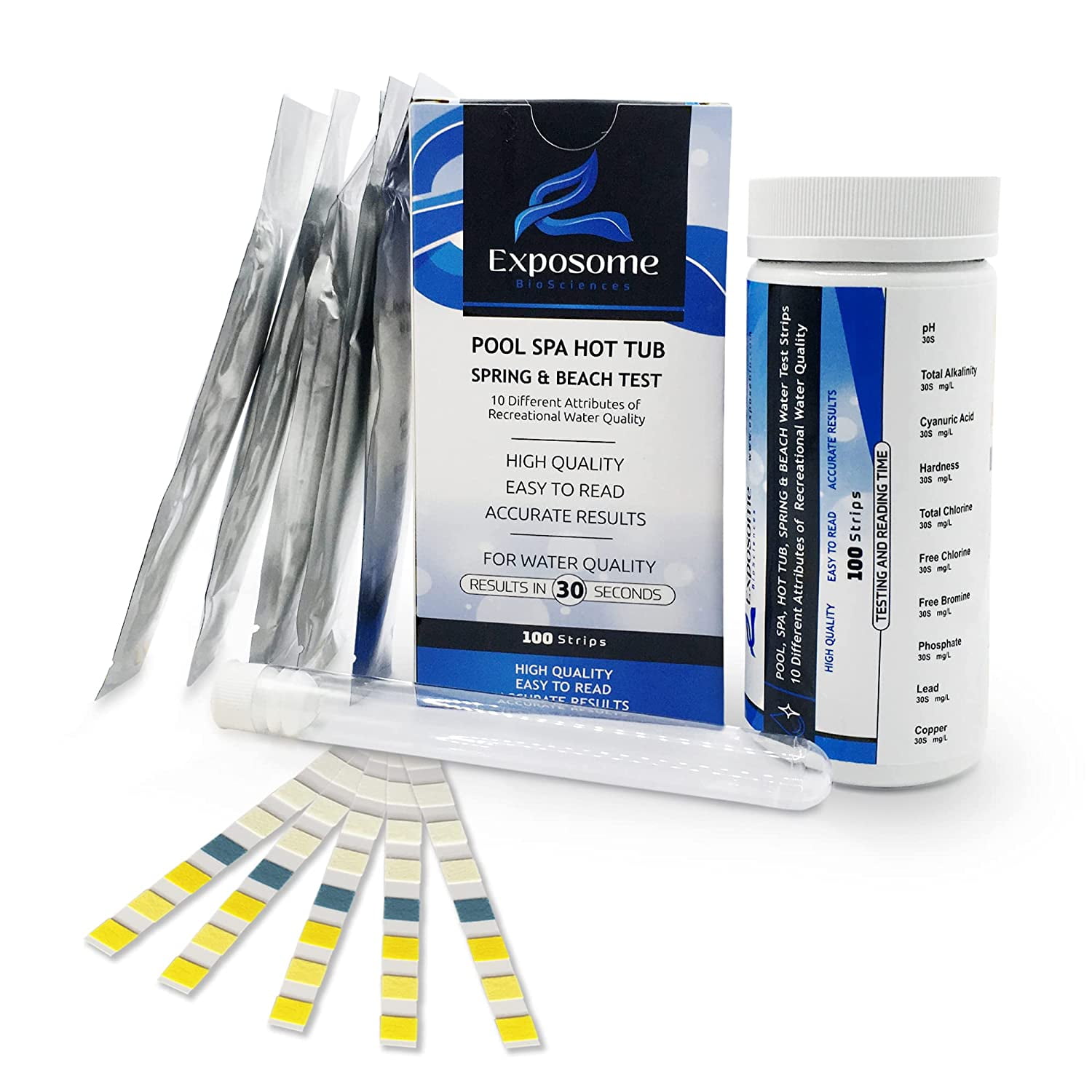Exposome BioSciences 10 Way Swimming Pool Spa Water Chemical Testing ...