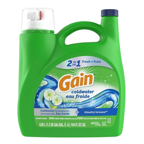 Gain + Aroma Boost Cold Water Liquid Laundry Detergent, Blissfull ...
