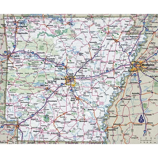 Iconic Arts Laminated 29x24 Poster: Arkansas Road Map My Blog - Walmart.com