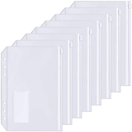 12 Pack A5 Binder Pockets, HTWW 6-Hole Punched Zipper Binder Pocket ...