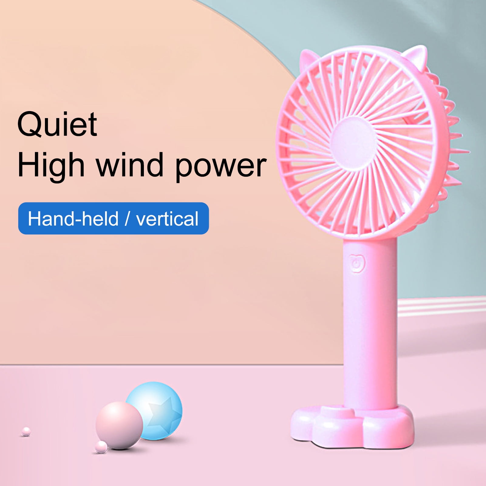 Hesroicy Desk Fan High Velocity USB Rechargeable Cat Ear Design ...