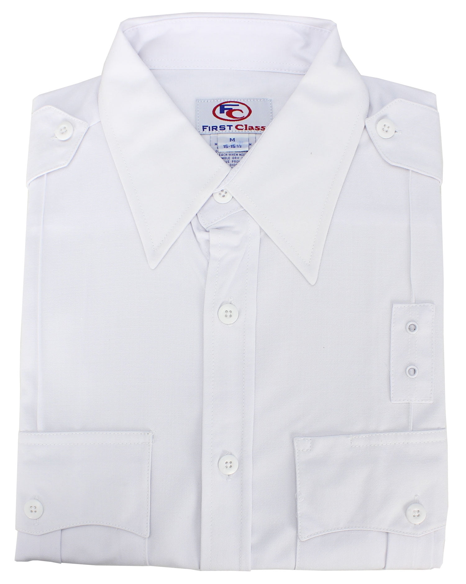 First Class Long Sleeve Poly/Rayon Uniform Shirt - White - XL - Walmart.com