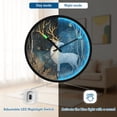 Golden Antlered Deer Luminous Wall Clock with Sound-Activated LED 12 ...