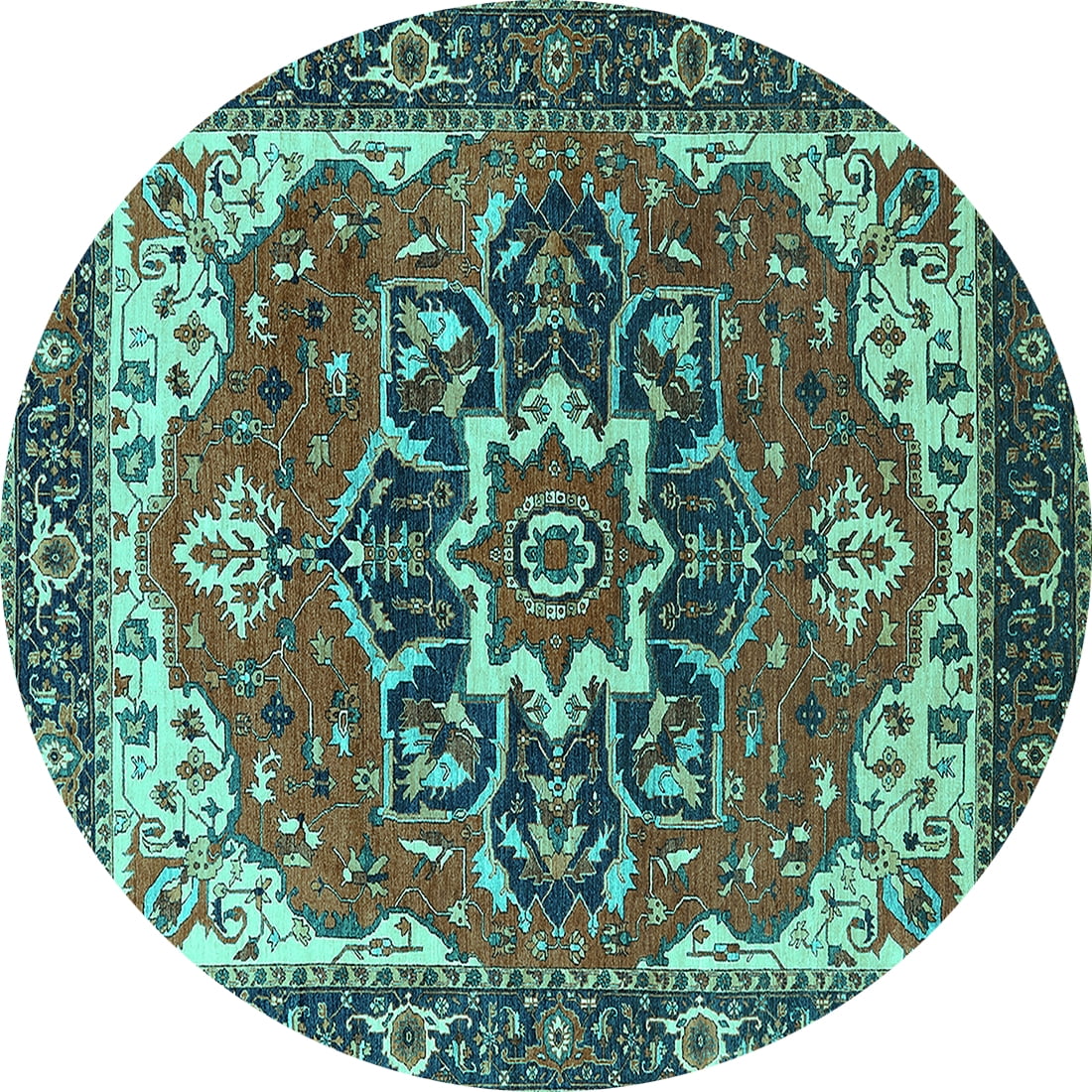 Ahgly Company Indoor Round Persian Turquoise Blue Traditional Area Rugs ...