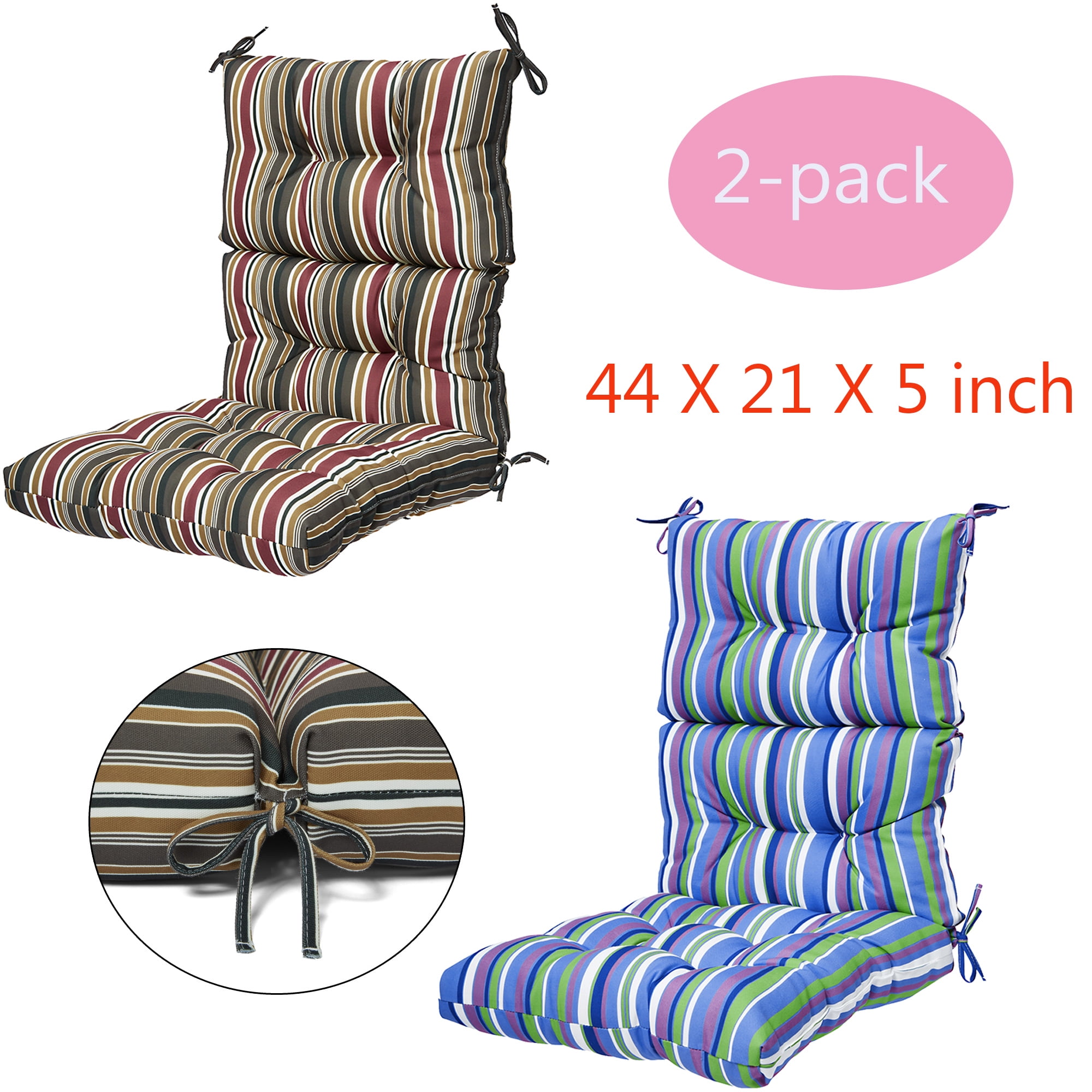 2Pack High Back Chair Cushion Outdoor Rebound Foam Rocking Chair ...