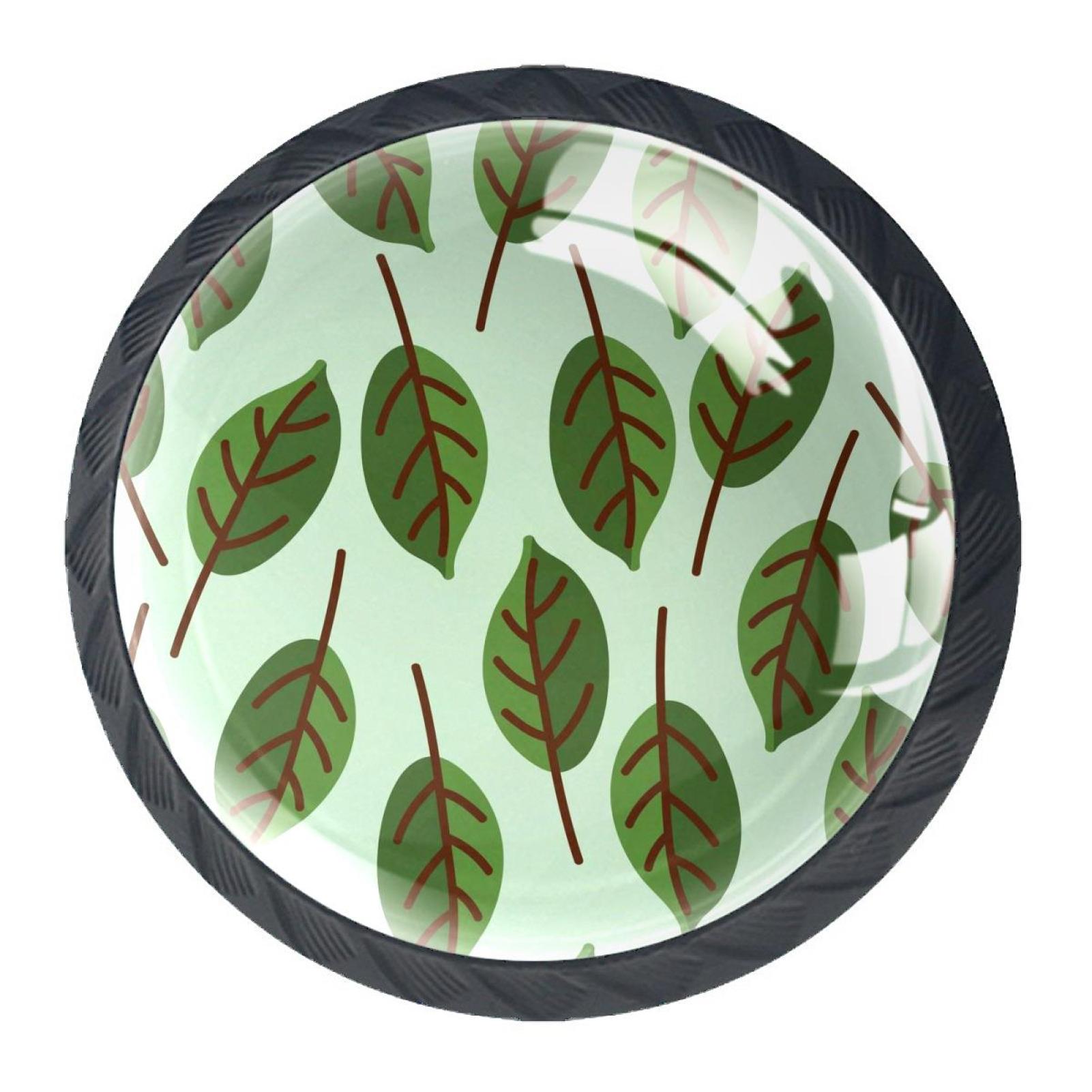 4 Pcs Foliage Green Leaves Knobs for Kitchen Cabinet Cupboard Dresser ...