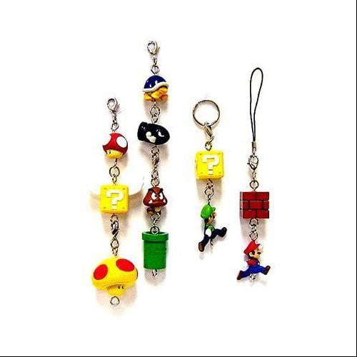 New Super Mario Bros Wii Phone Danglers Set of 11 Charm Keychains ...