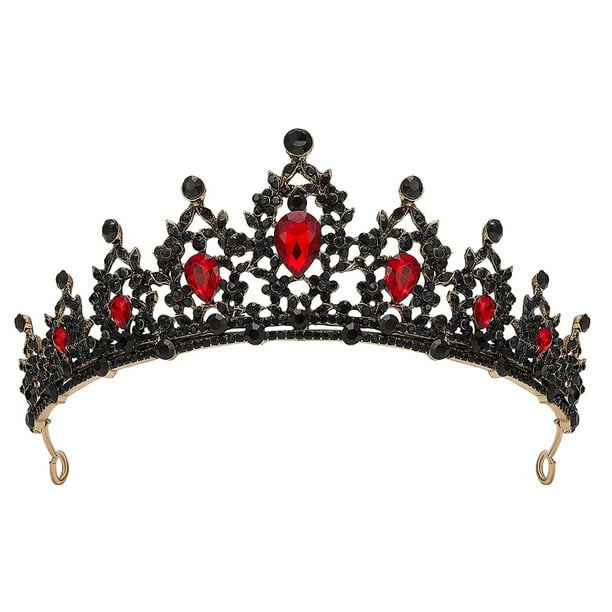 Jewelred Tiaras and Crowns for Women, Red Crystal Queen Crown, Black ...